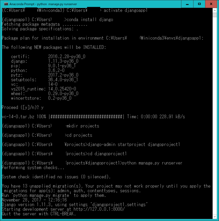 Windows 10 condaによる環境構築からdjangoのインストール | Django 入門 | Tech-Joho.info